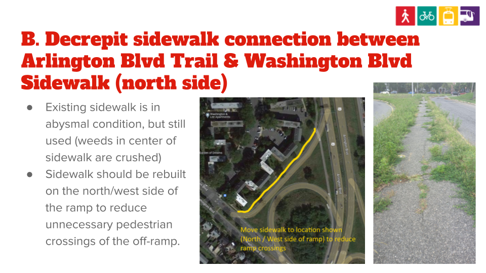 Fix the Arlington Blvd Trail / Washington Blvd Trail interchange